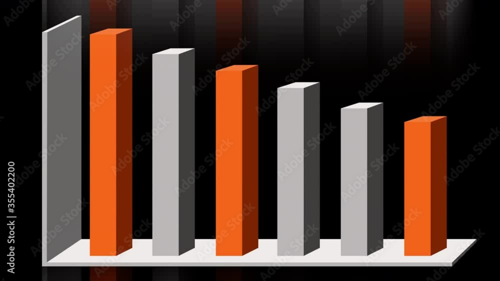 4k 3D animation of 2D vector bar graph chart showing data visualization ...
