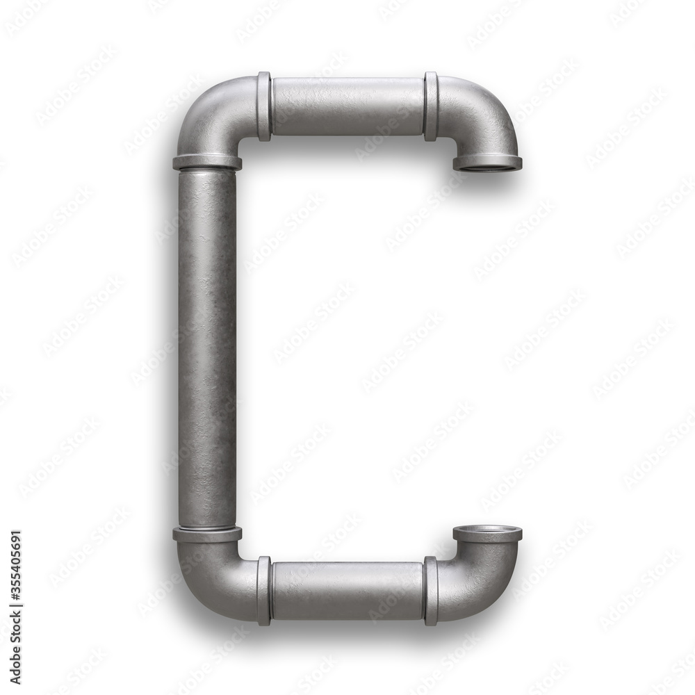 Alphabet made of Metal pipe, letter C with clipping path Stock ...