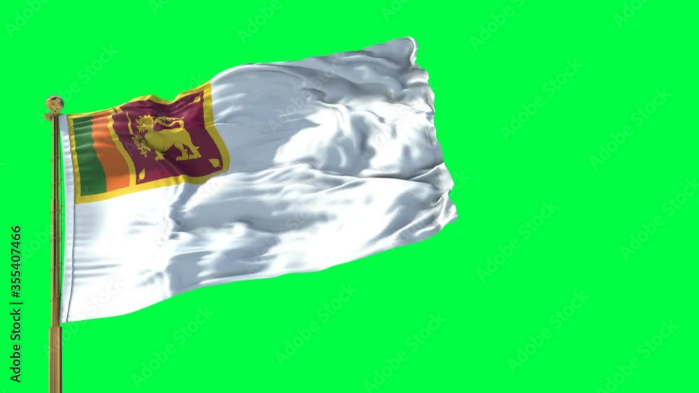 Sri Lanka Sri Lankan Navy Ensign National Waving Animating Green Screen ...