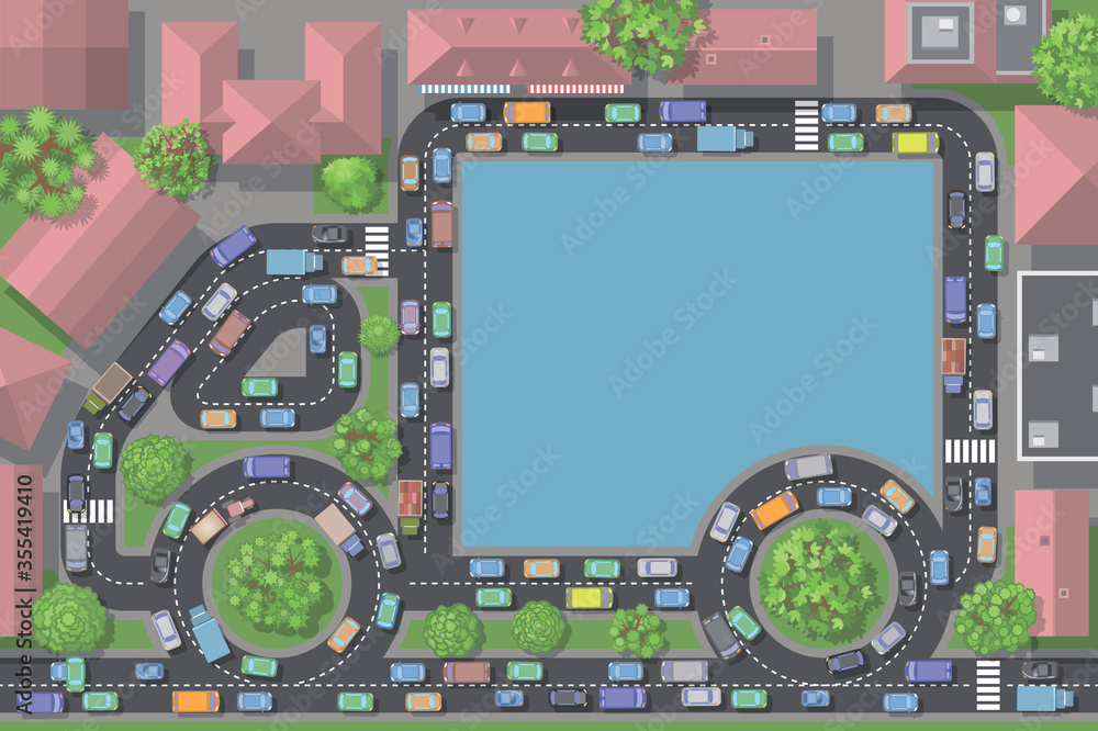 Conceptual vector illustration. Road with cars in the form of a truck ...