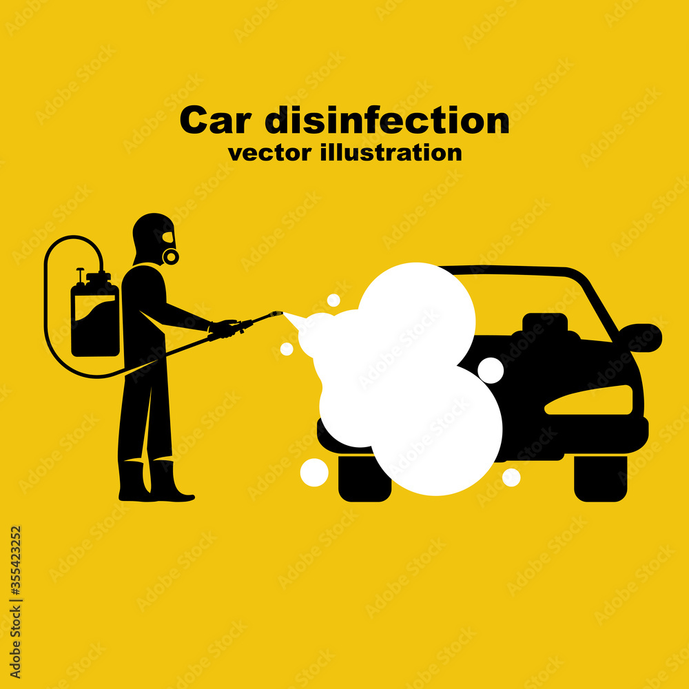 Car disinfection black icon. Cleaning and washing vehicle. Prevention ...