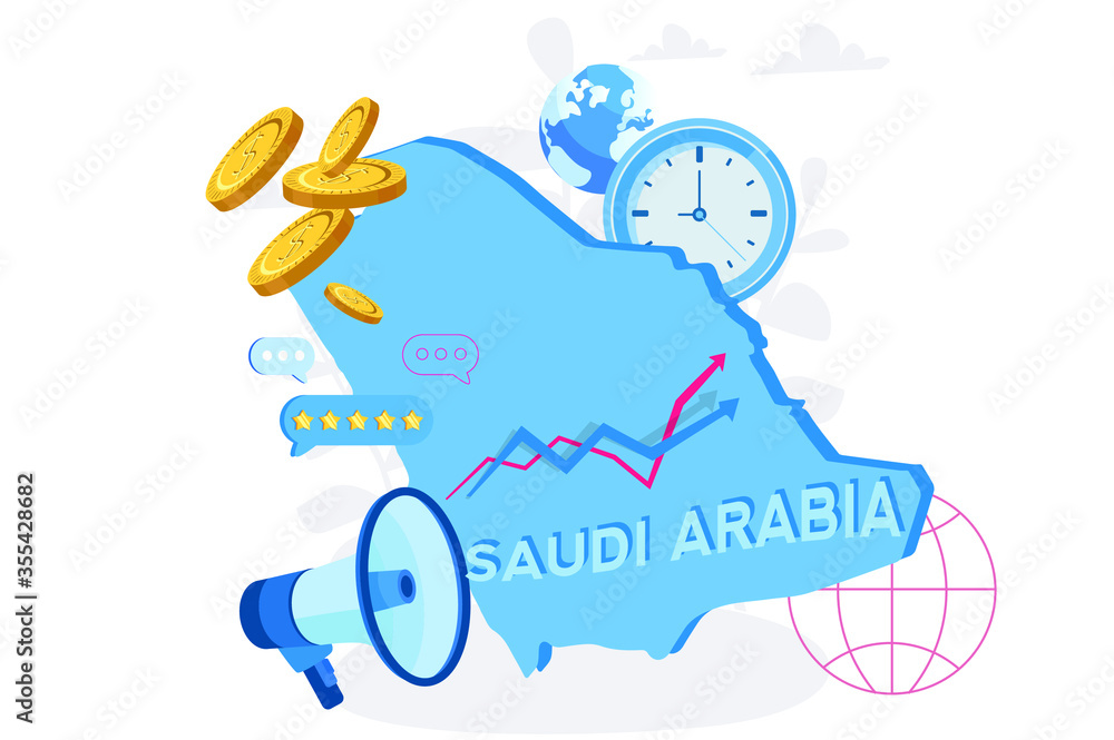 Saudi Arabia map. Vector illustration for web banner, infographics ...