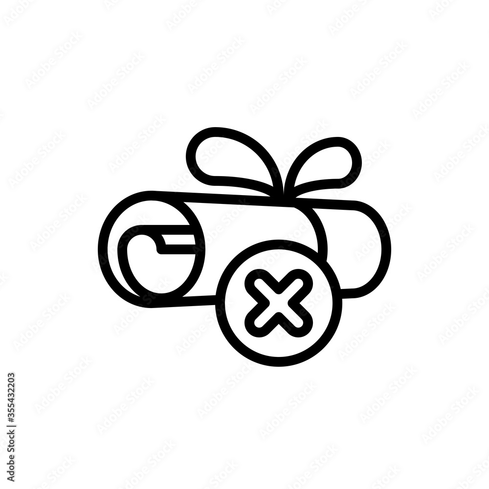 Certificate, diploma with cross mark outline icons. Vector illustration ...