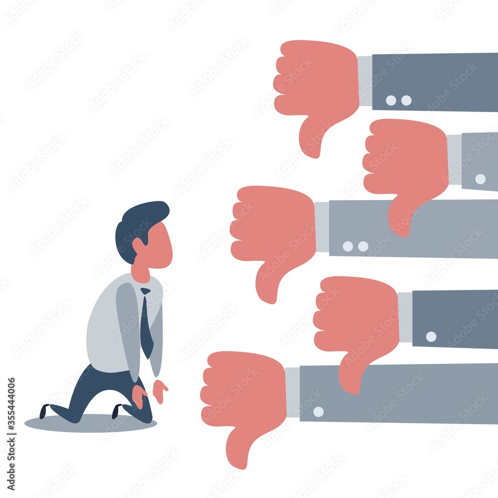 Group of Business man show dislike or unlike thumbs down hand to Sad ...
