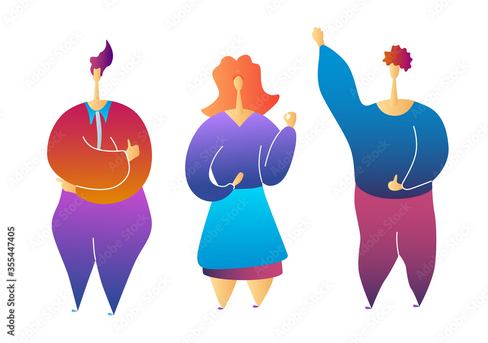 Colorful people portraits set - hand drawn flat style vector design ...