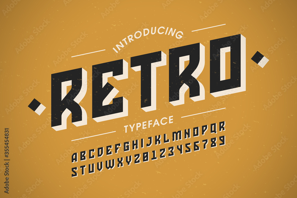 Retro style vintage font, alphabet letters and numbers Stock Vector ...
