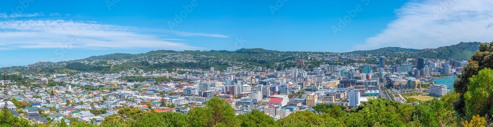 Poster Aerial view of Basin reserve stadium, Dominion Museum Building ...