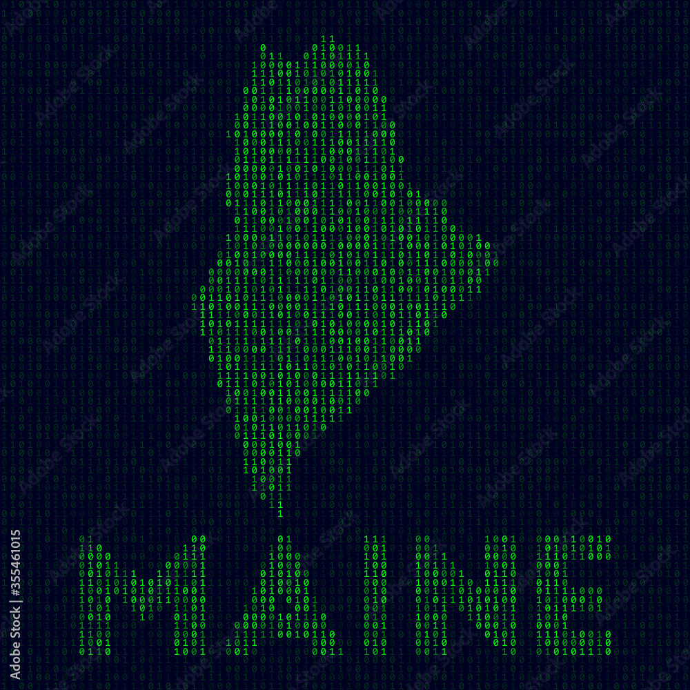 Digital Maine logo. US state symbol in hacker style. Binary code map of ...