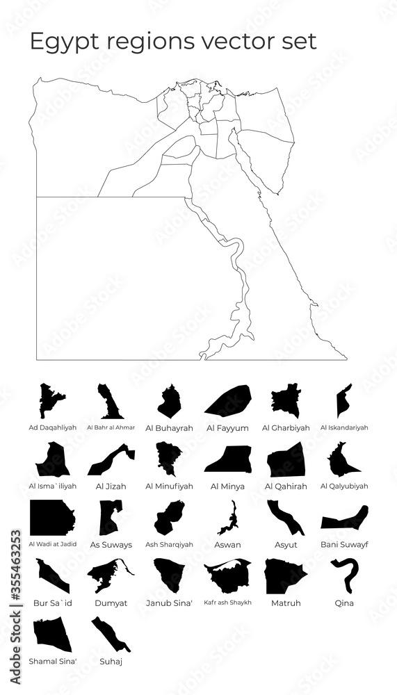 Vetor de Egypt map with shapes of regions. Blank vector map of the ...