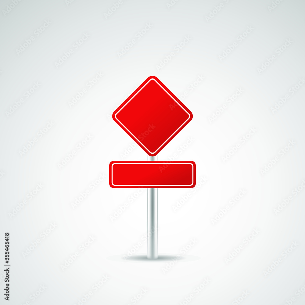 Blank red road sign or Empty traffic signs isolated on white background ...