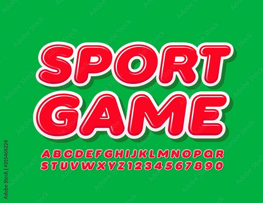 Vector modern banner Sport Game with Red Font. Playful Alphabet Letters ...