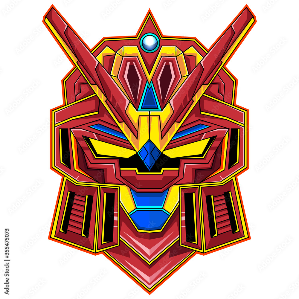 Red robot head mascot logo design Stock Vector | Adobe Stock