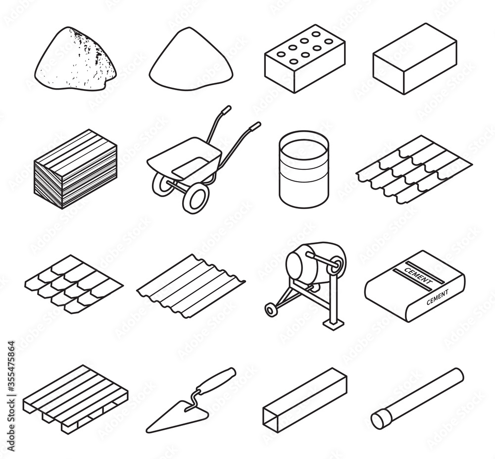 Building Materials Clipart Black And White