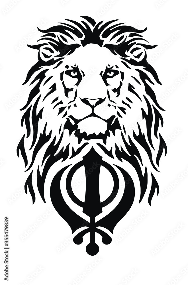 The Lion and the most significant symbol of Sikhism - Sign of Khanda ...