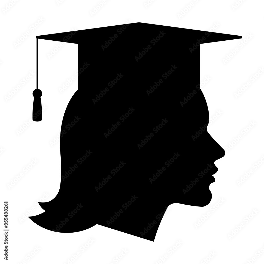 Graduate student - silhouette of woman in graduation cap. The concept ...