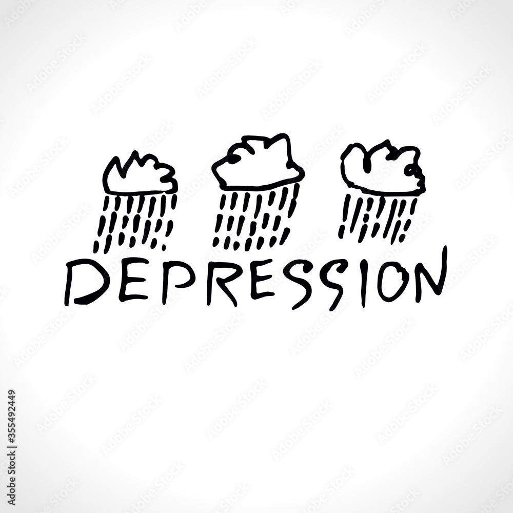 Depression vector logo. Mental health conceptual sketch illustration ...