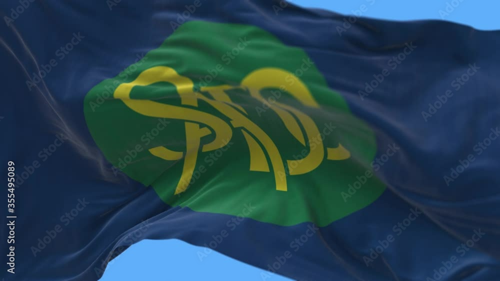 4k Southern African Development Community flag;SADC cloth texture slow ...