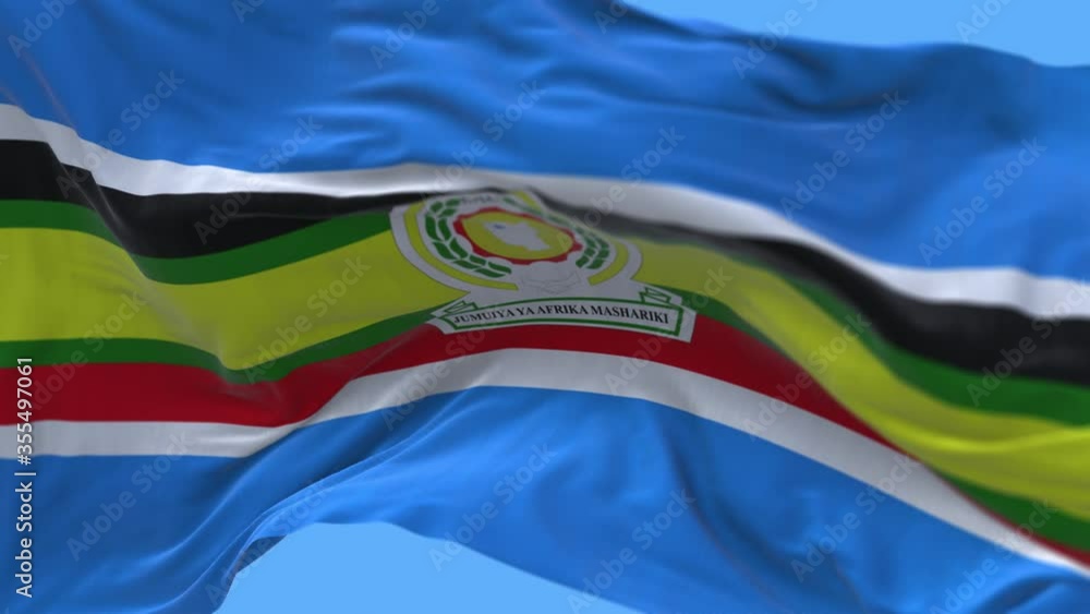 4k East African Community flag;EAC cloth texture slow seamless loop ...