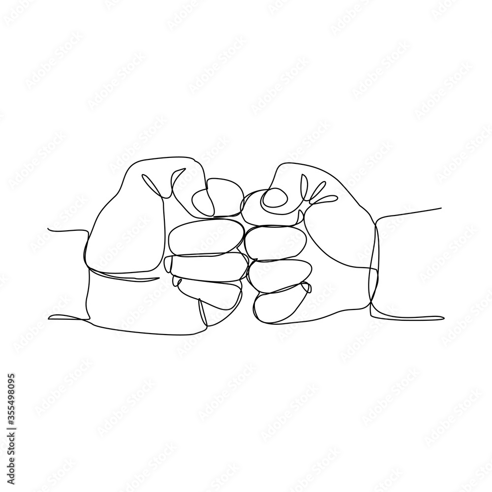 Continuous line drawing of arm hands fist bump. vector illustration ...