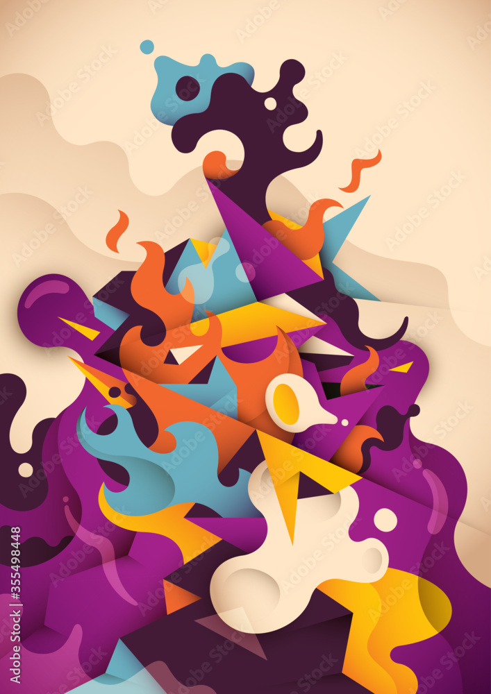 Abstract illustration with turbulent composition, made of various ...