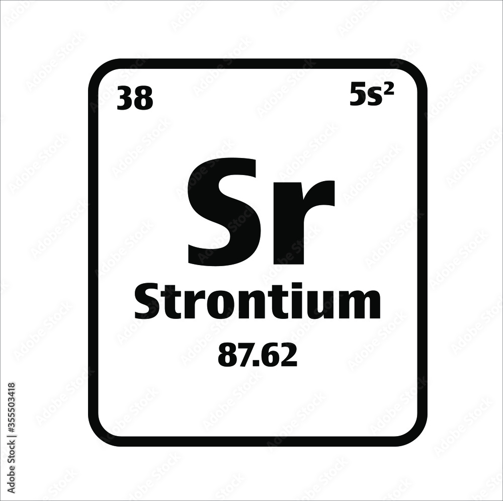 Strontium (Sr) button on black and white background on the periodic ...