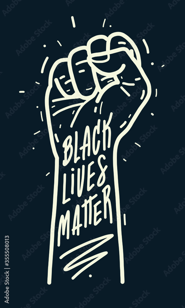 Black Lives Matter Text Message For Protest Action Hand Silhouette