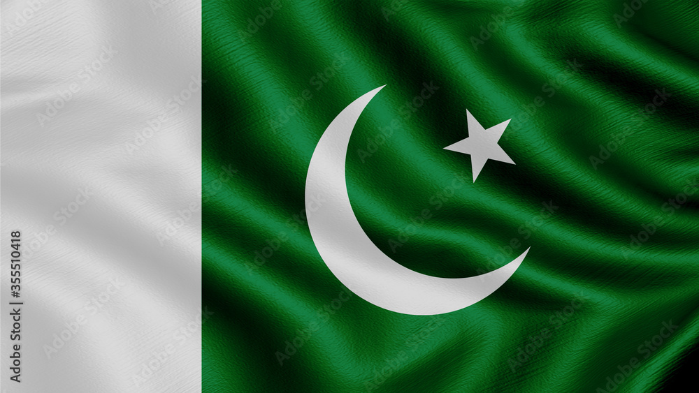 Flag of Pakistan. Realistic waving flag 3D render illustration with ...