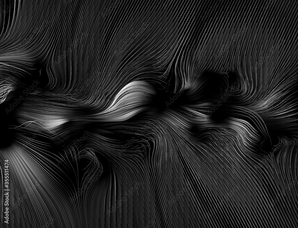 3d render of abstract art of black and white surreal 3d background ...