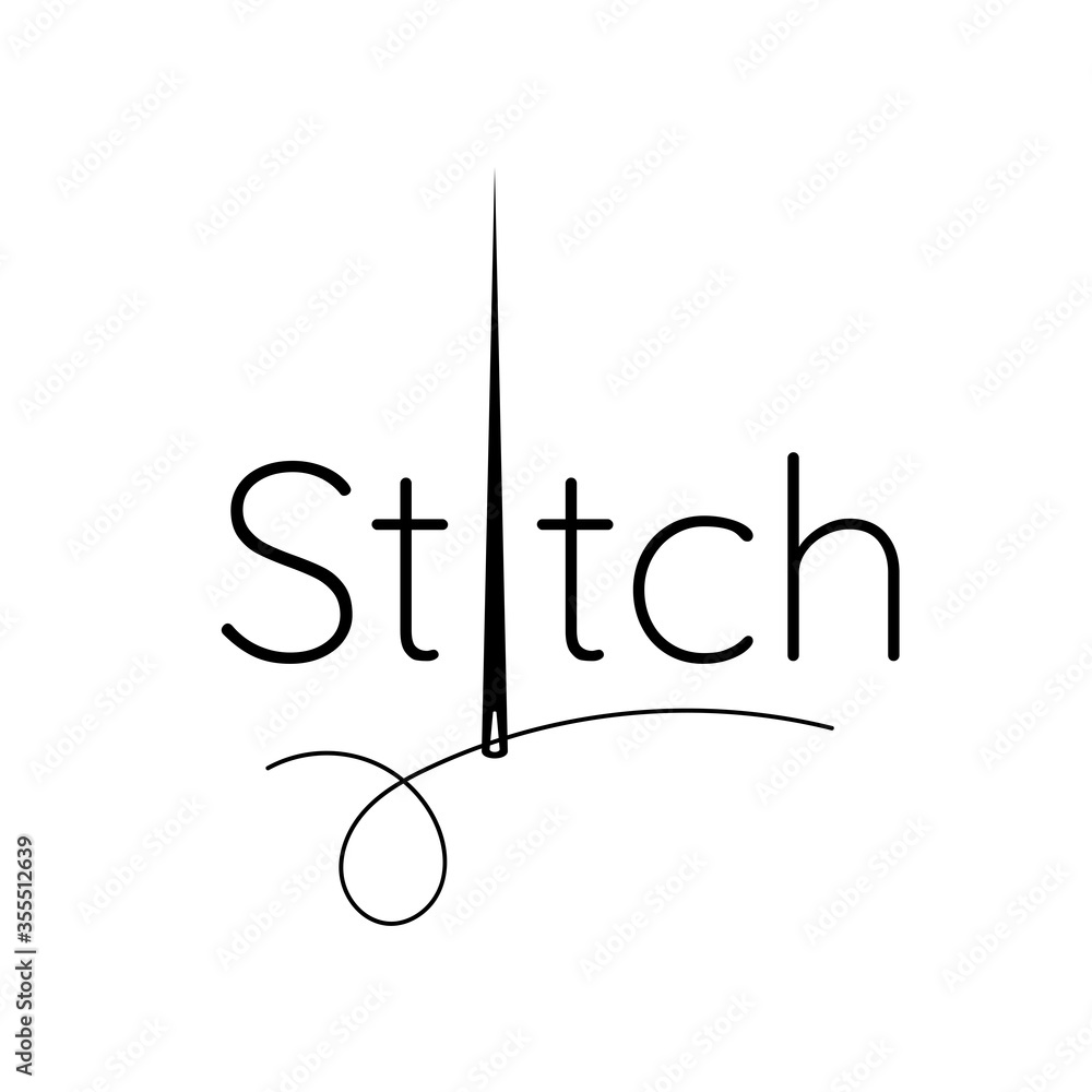 Simple logo design about sewing or stitching, line art logo Stock ...