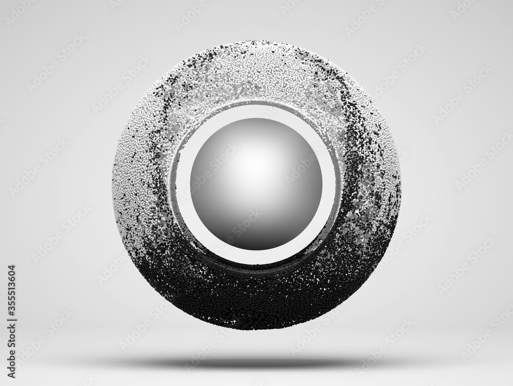 3d render of abstract art of surreal 3d composition with aluminium ...