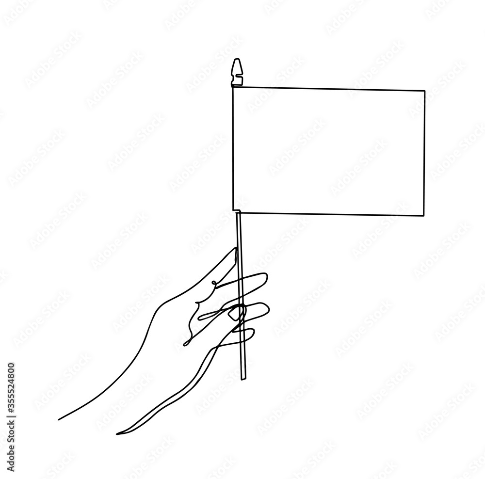 One line drawing of a person holding a flag. Good for national ...