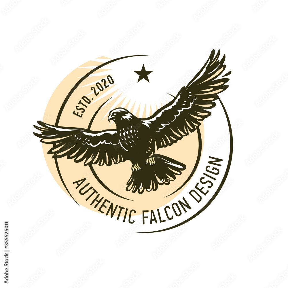 Falconry hunting logo. Predator species with broad wings, sharp beaks ...