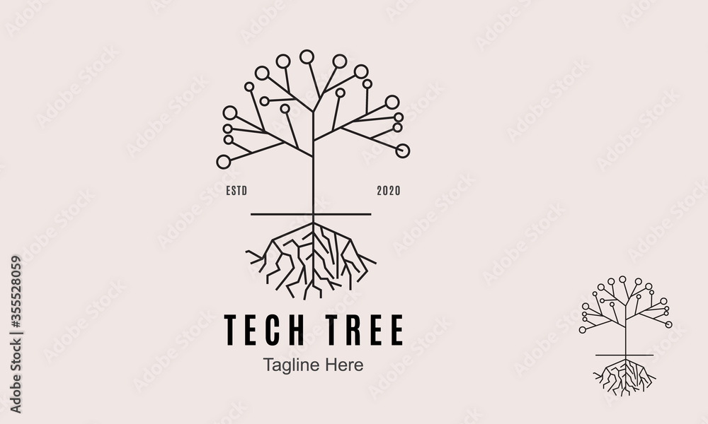 Tech Tree Logo Design Template-tech tree electrical circuit digital ...