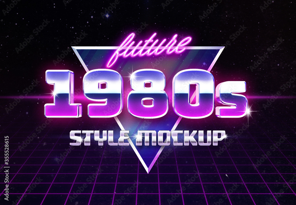 Retro 80's Style Logo Text Effect Mockup Stock Template | Adobe Stock