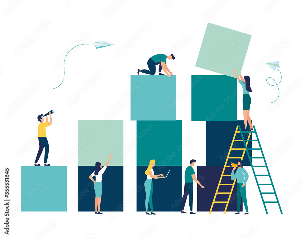 Vetor de Business concept. Team metaphor. people connecting the ...