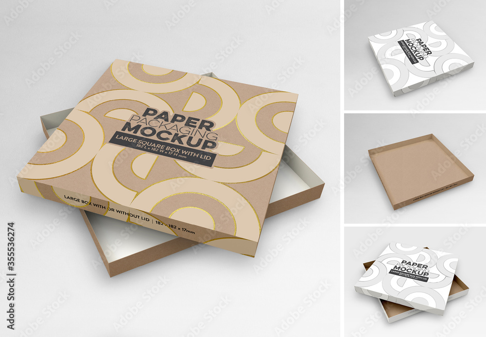 Large Square Box Mockup with 2 Top Views Stock Template | Adobe Stock