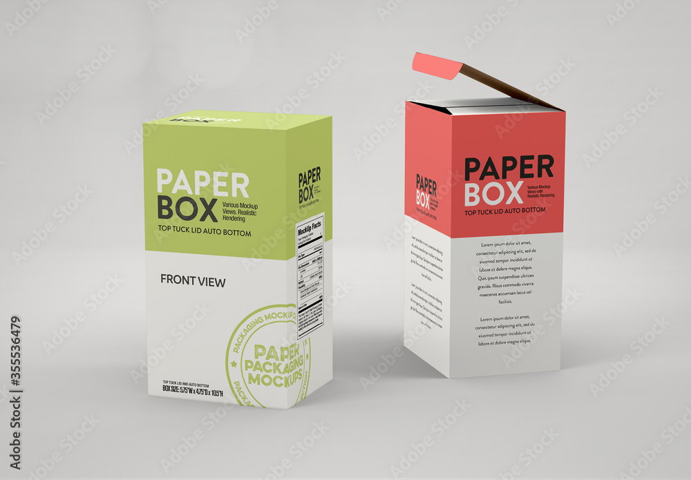 2 Top Lid Tuck Box Mockups Stock Template | Adobe Stock