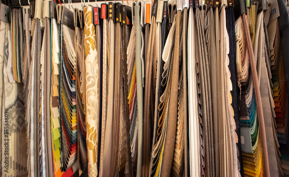 Various fabric materials and color palettes used as showcase for ...