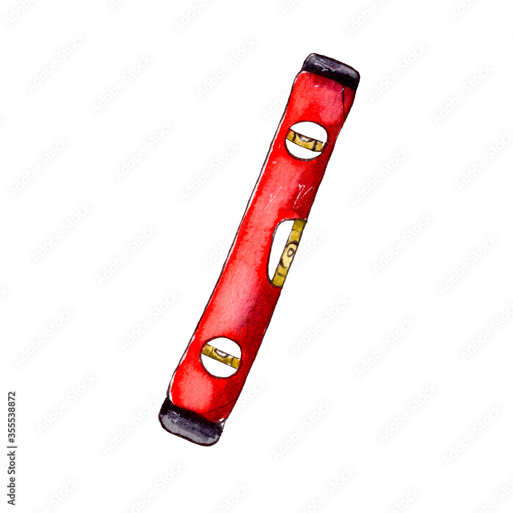 hand-drawn watercolor illustration. measuring tools for repairs ...