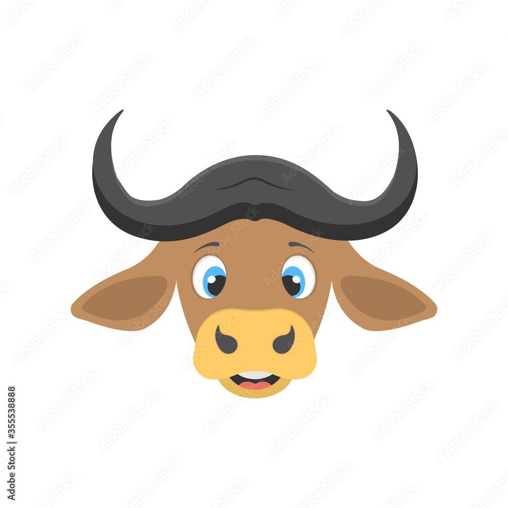 Animated ox head icon in flat design style. Bull icon for logo, mascot ...