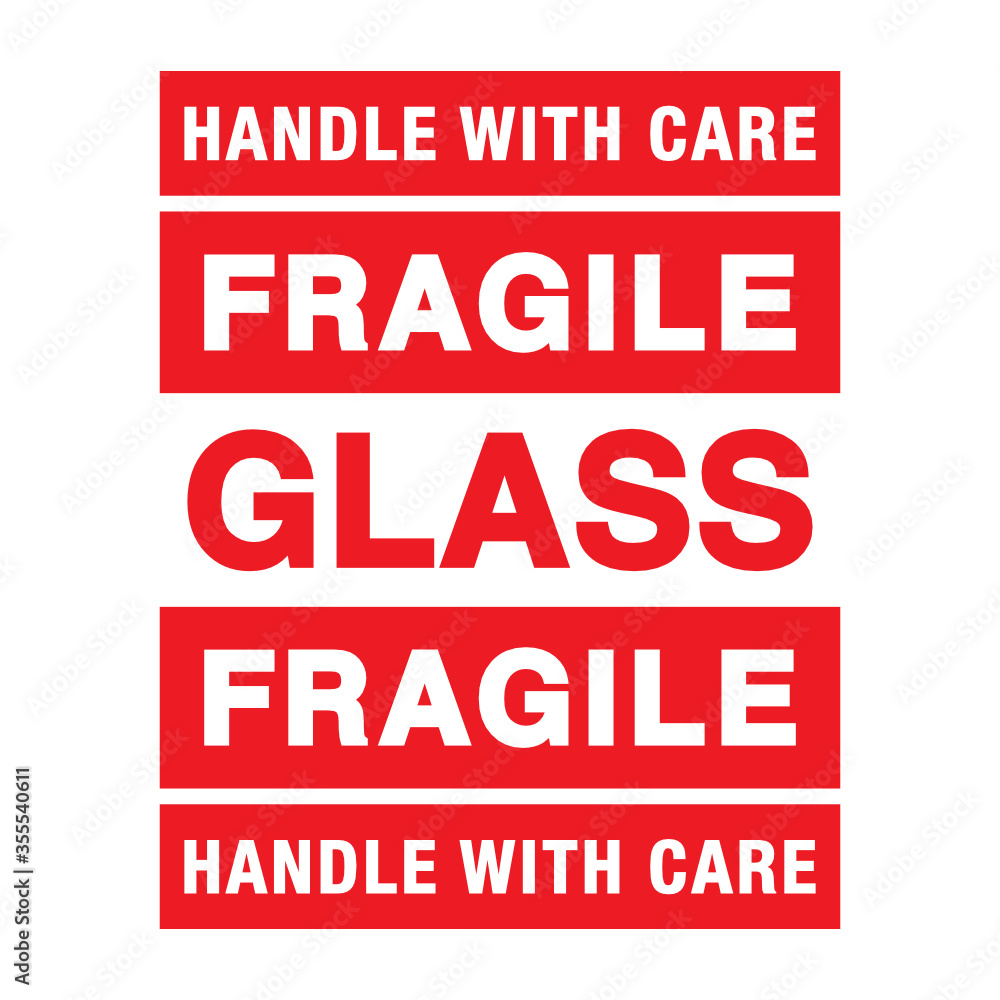 Fragile Glass Sticker. Handle With Care Warning Sign Vector ...