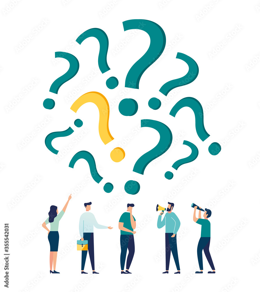 Vector illustration, concept illustration of people frequently asked ...