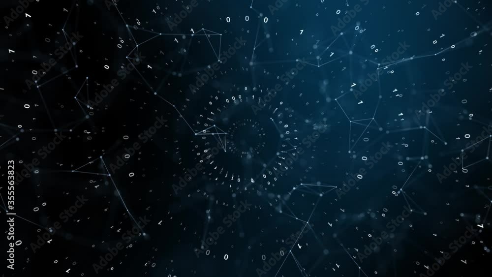 Artistic binary numbers network with circle rotation of zeros and ones ...