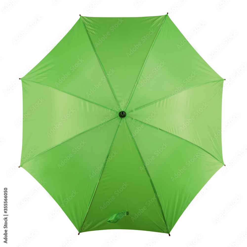 Green Umbrella Isolated on White Background. Walking Stick Umbrella ...