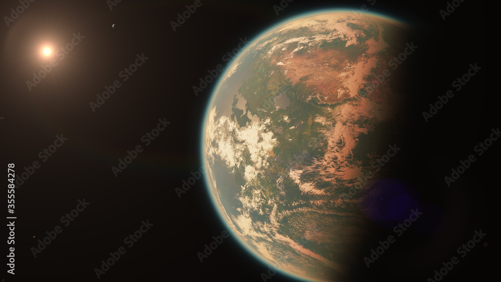 Habitable Earth Like Planet with Two Moons and Sun in Space - Livable ...