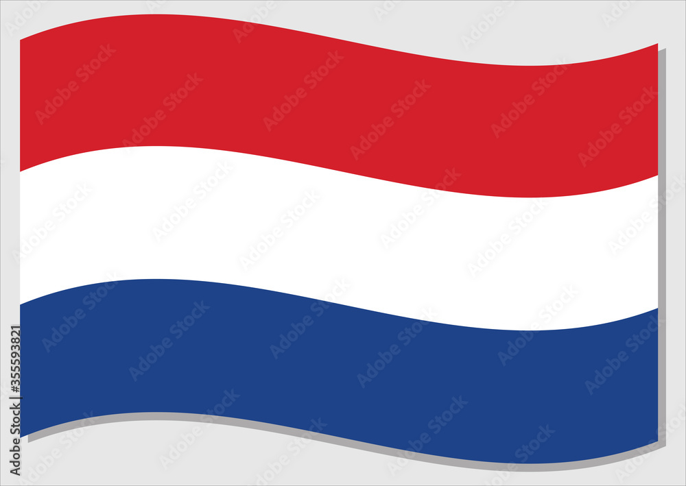 Waving flag of Netherlands vector graphic. Waving Dutch flag ...