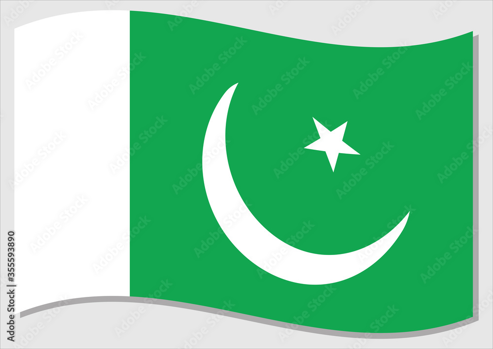Waving flag of Pakistan vector graphic. Waving Pakistani flag ...