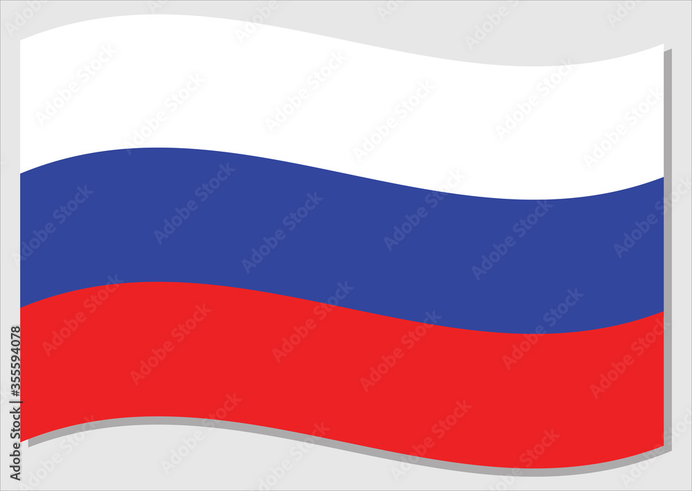 Waving flag of Russia vector graphic. Waving Russian flag illustration ...
