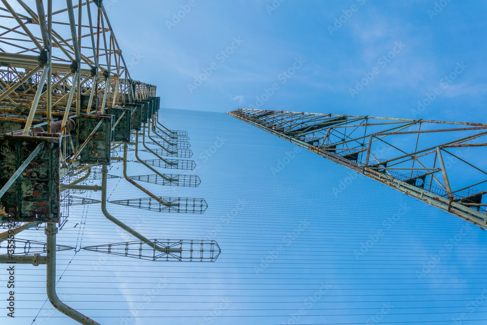Steel construction of Radar Duga station in the Ukraine Stock Photo ...