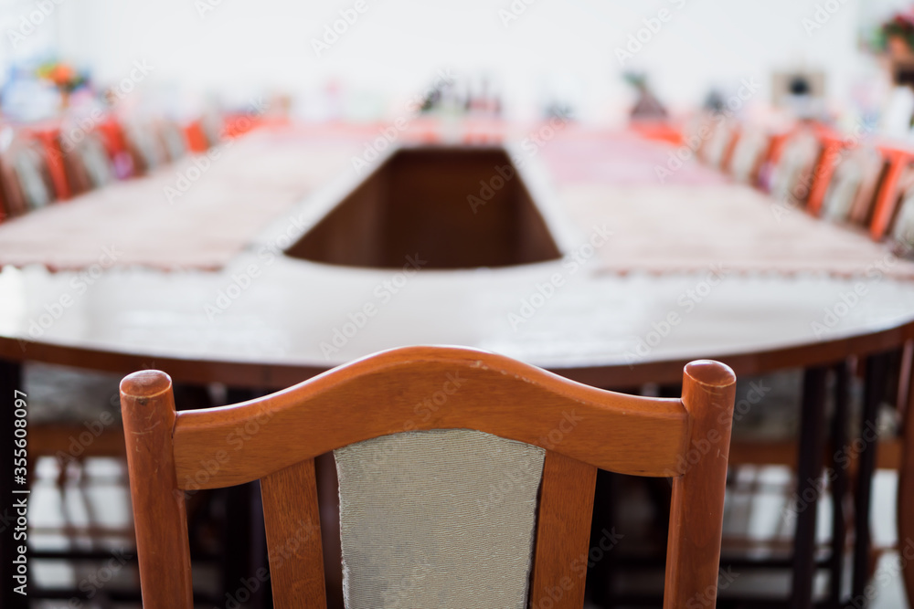 Empty conference room for meeting room with solid wood table chair for ...